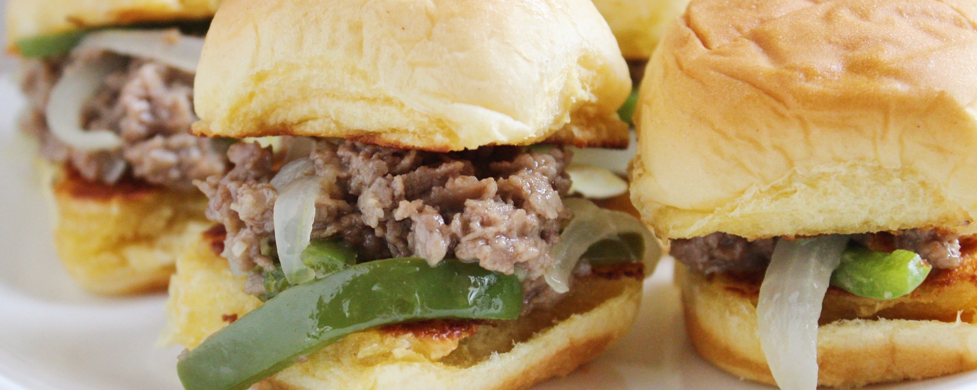 Mini Philly cheesesteak sliders – simply delicious.
